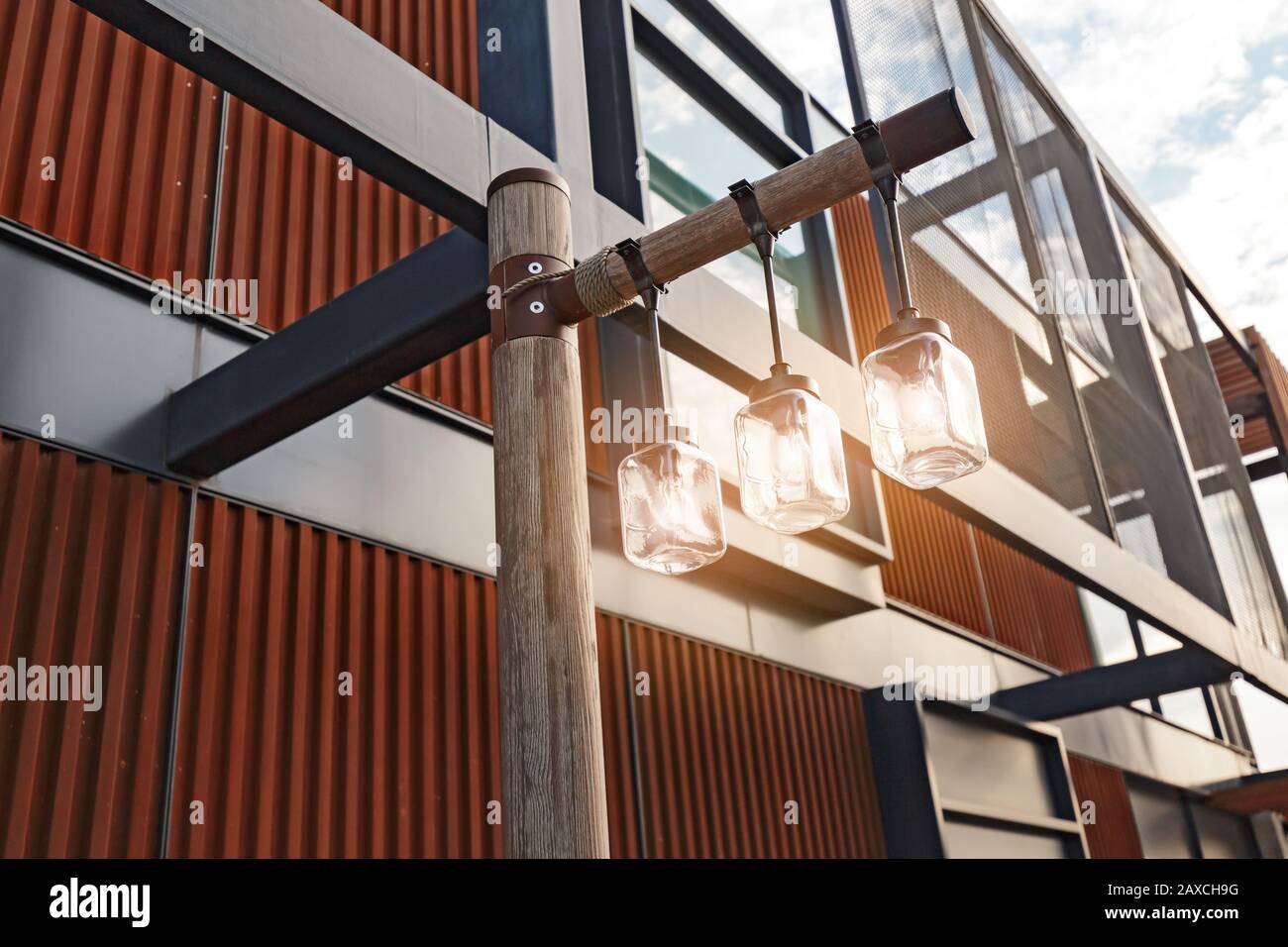 Modern street lamp lantern at city district. Urban design concept Stock ...