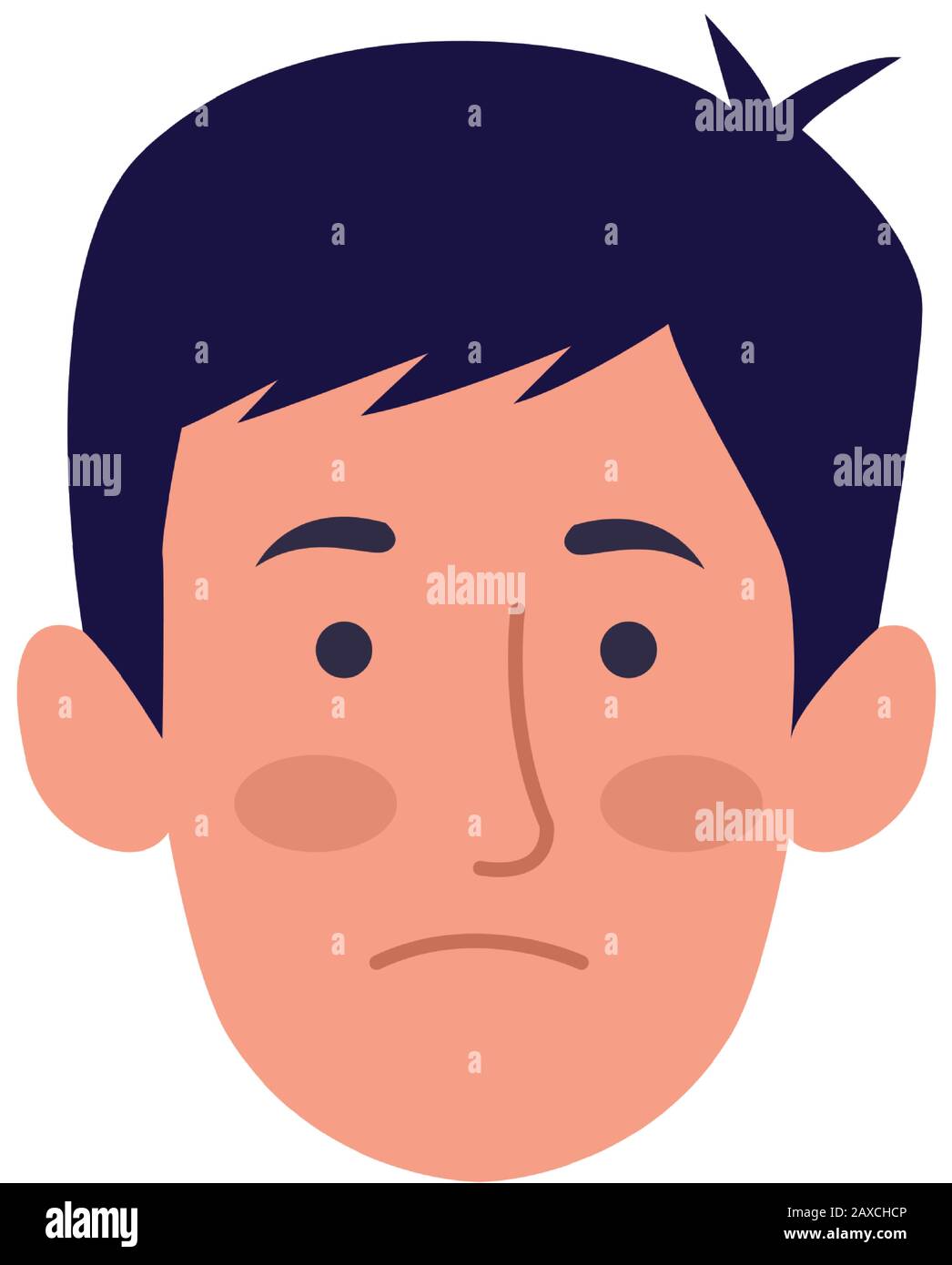 cartoon man face with sad expression, colorful design Stock Vector ...