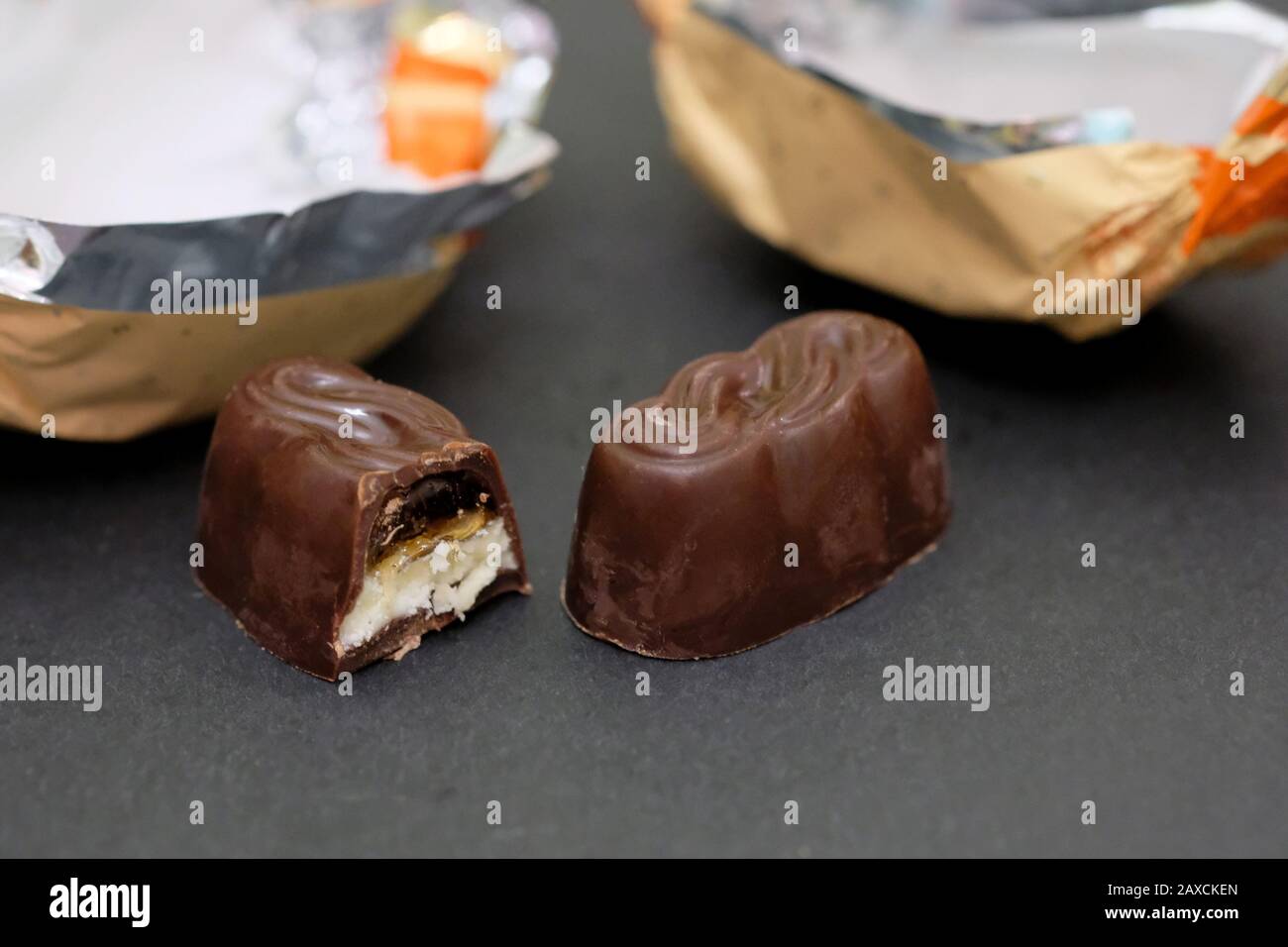 Table of chocolate wrappers hi-res stock photography and images - Alamy