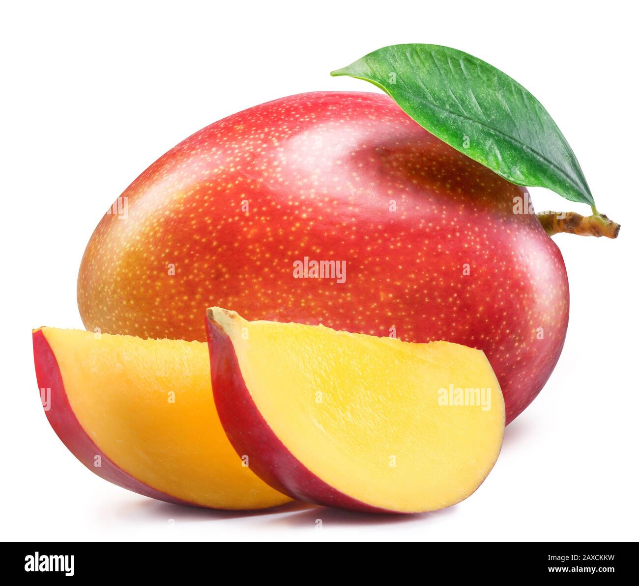 Mango fruit with mango slices. Isolated on a white background. File ...