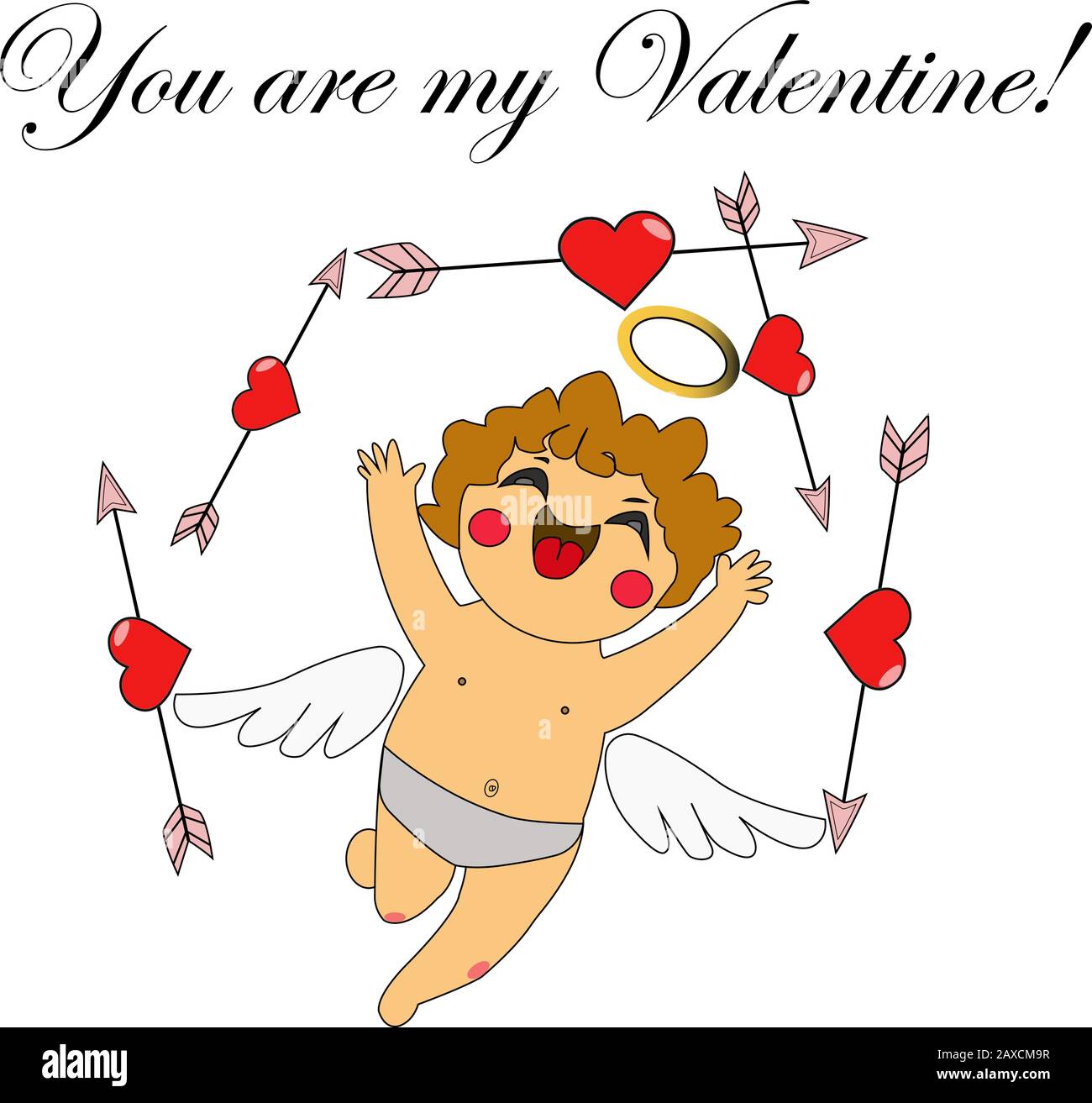 Vector illustration of Cupid cartoon character. Valentines day Stock ...