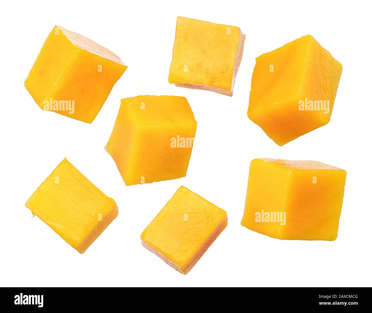 Set of mango cubes isolated on a white background Stock Photo - Alamy