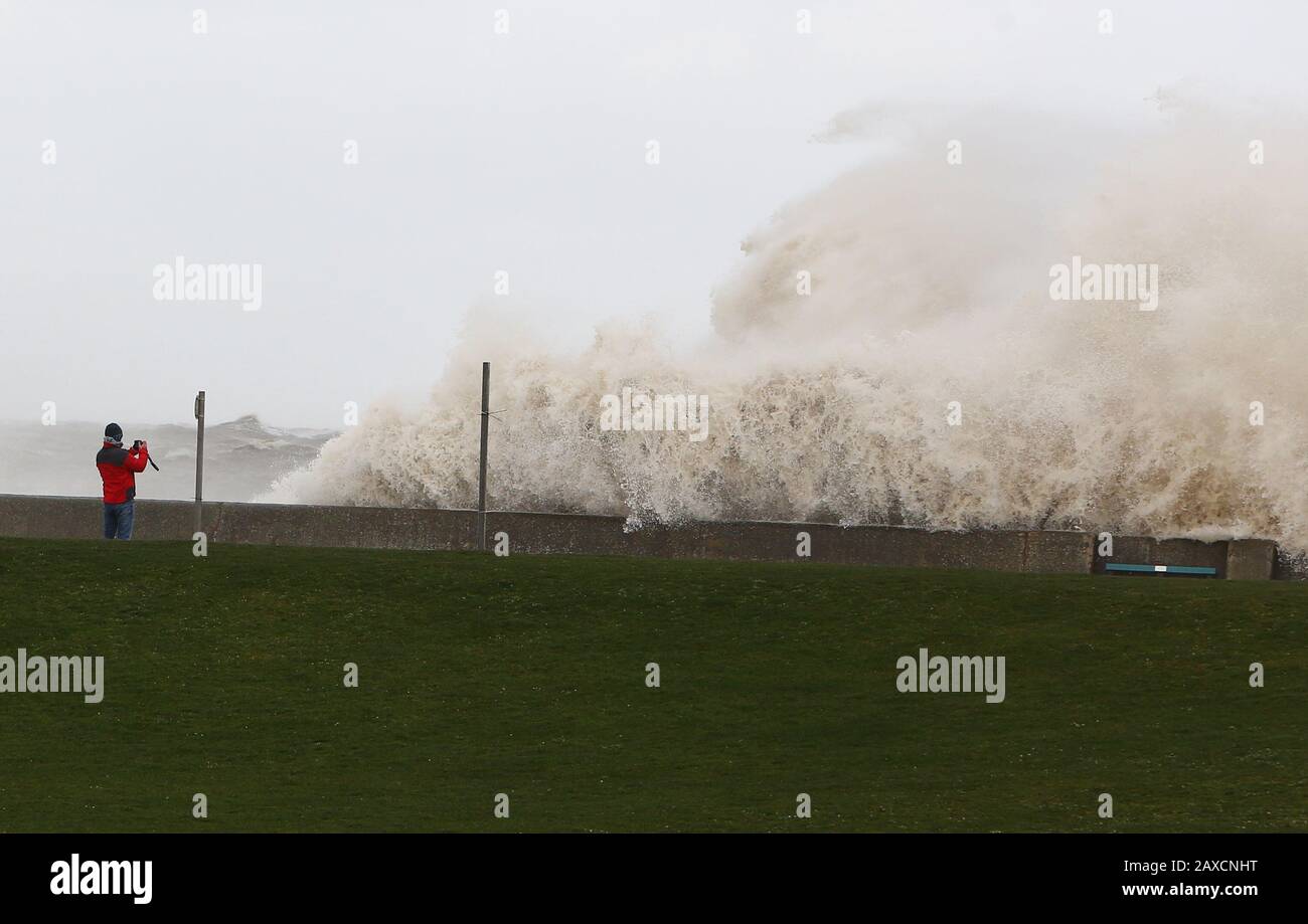 Liverpool,Uk stormy day on the river mersey as storm dennis is named ...