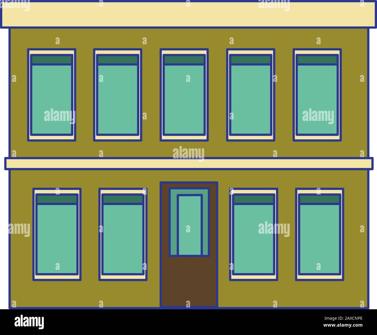 green building with windows icon, flat design Stock Vector Image & Art ...