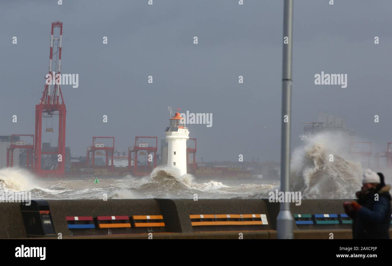 Liverpool,Uk stormy day on the river mersey as storm dennis is named ...
