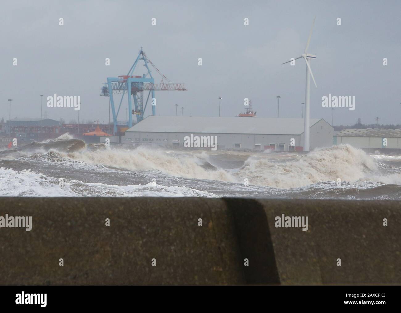 Liverpool,Uk stormy day on the river mersey as storm dennis is named ...