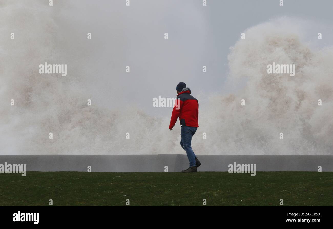 Liverpool,Uk stormy day on the river mersey as storm dennis is named ...
