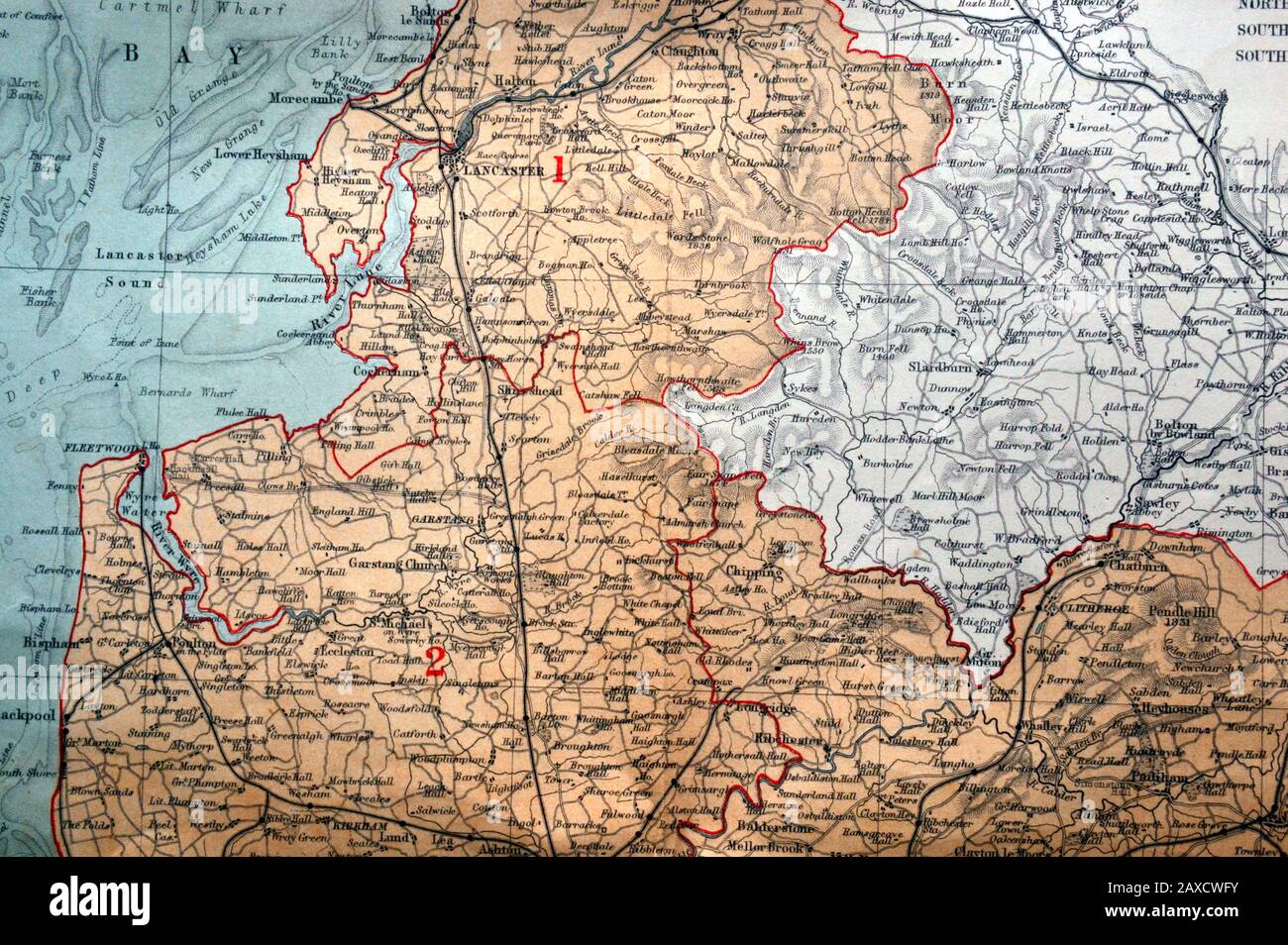 Detail from an 1868 Map of the County Palatine of Lancaster, so ...