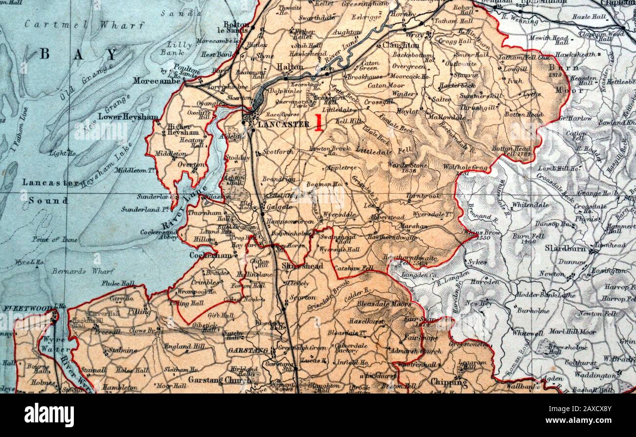 Detail from an 1868 Map of the County Palatine of Lancaster, so ...
