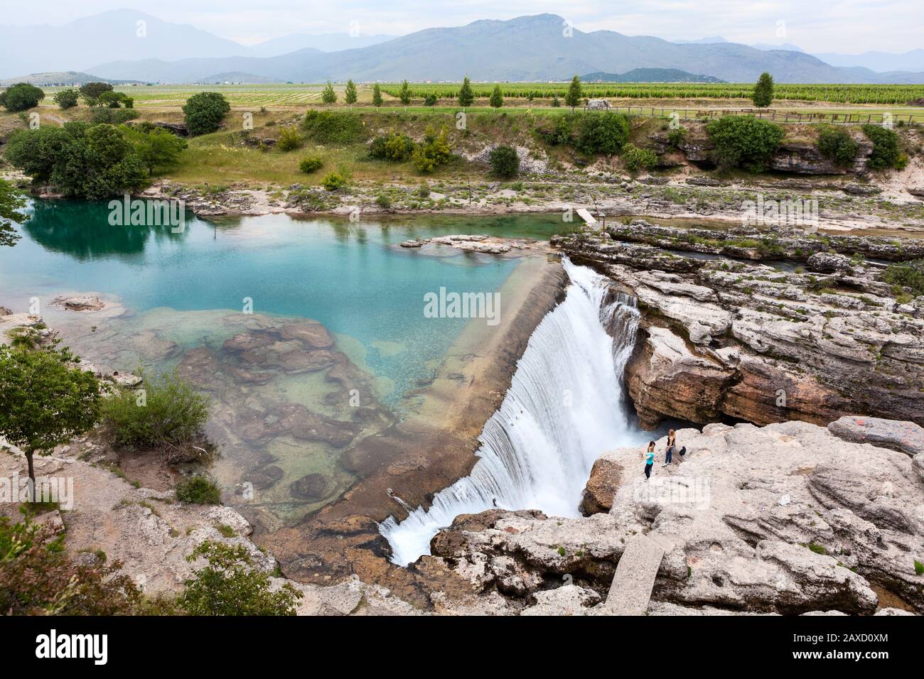 Canyon of the Cijevna river crossing the valley with waterfall ...
