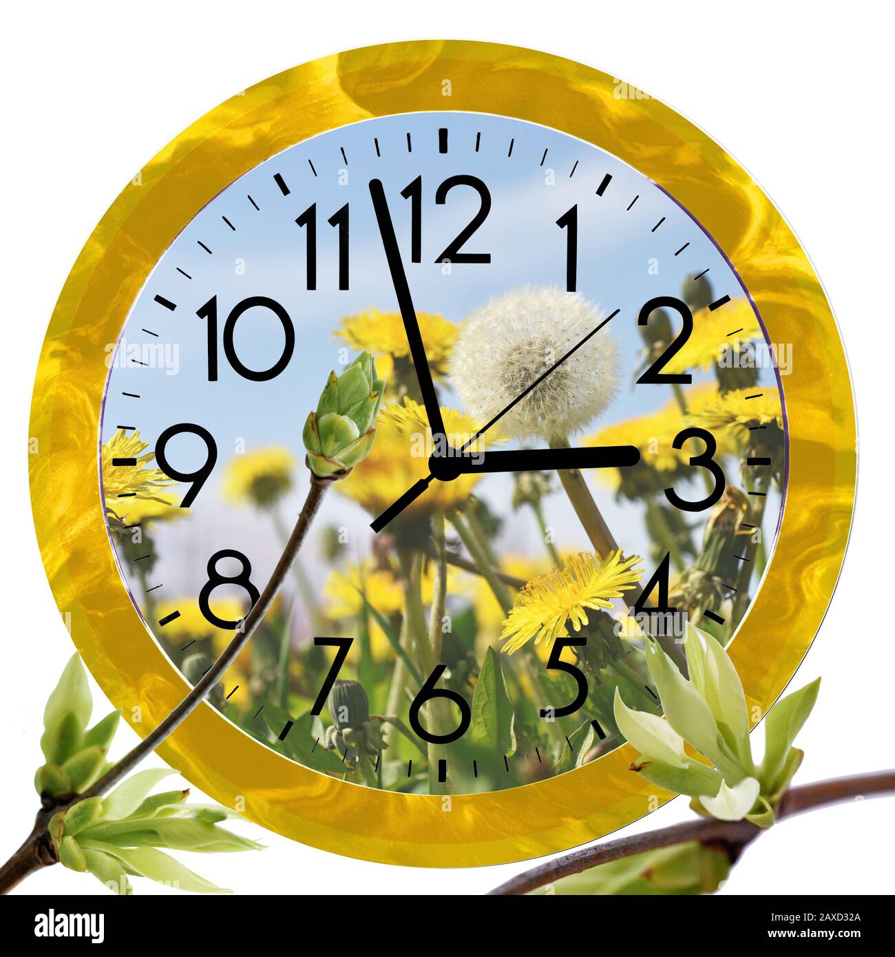 Daylight Saving Time (DST). Wall Clock going to summer time (+1). Turn ...