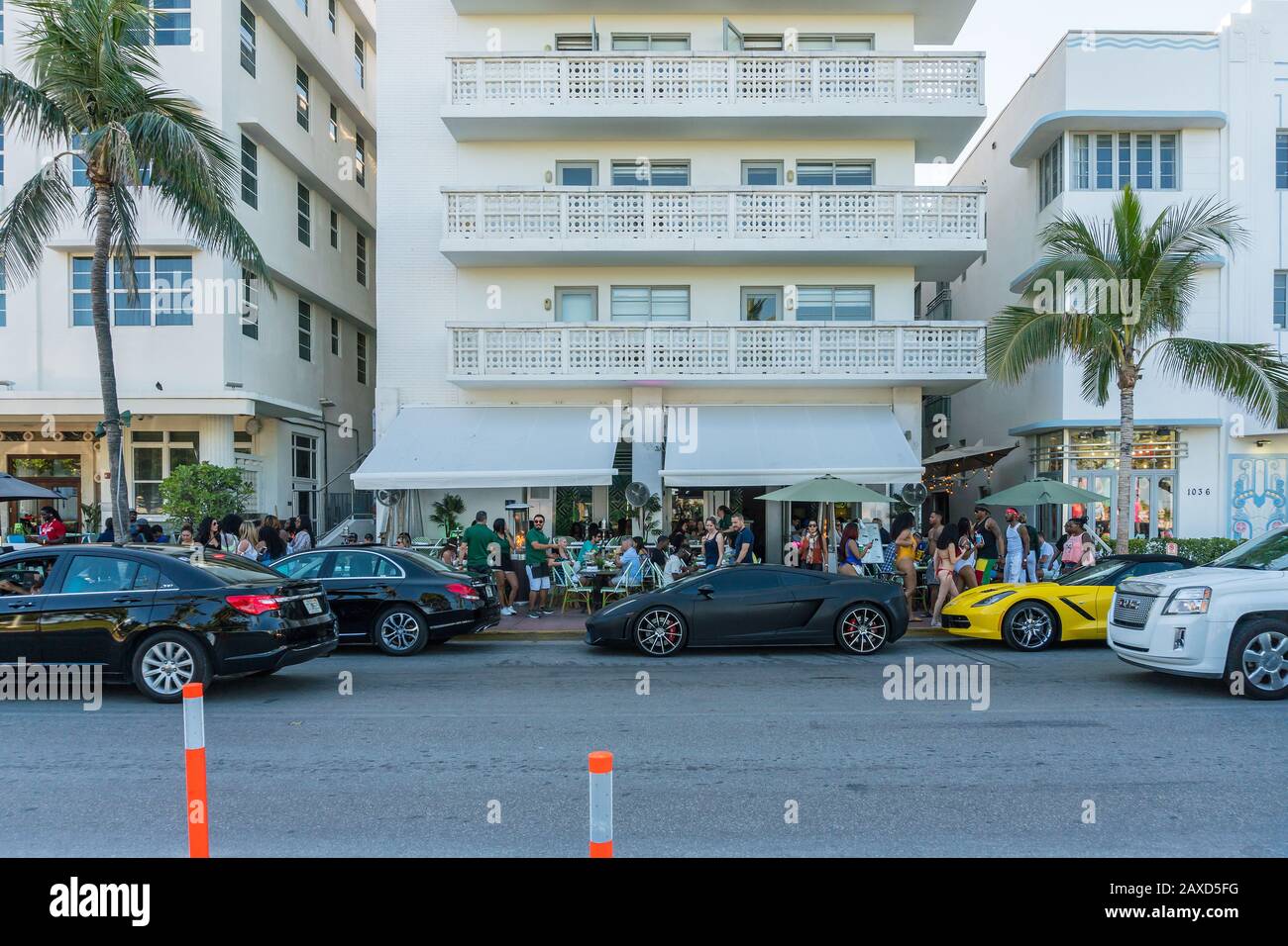 Miami,USA-march 15,2018:walking among the buildings on the famous Ocean ...