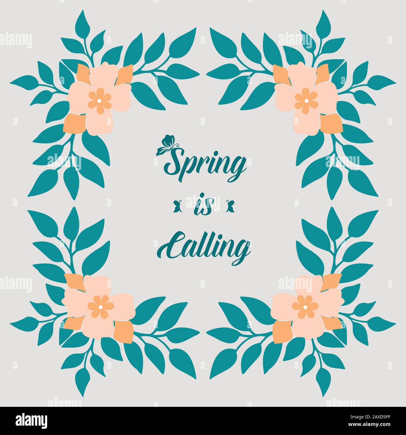 Beautiful of leaf and wreath frame, for spring calling greeting card ...