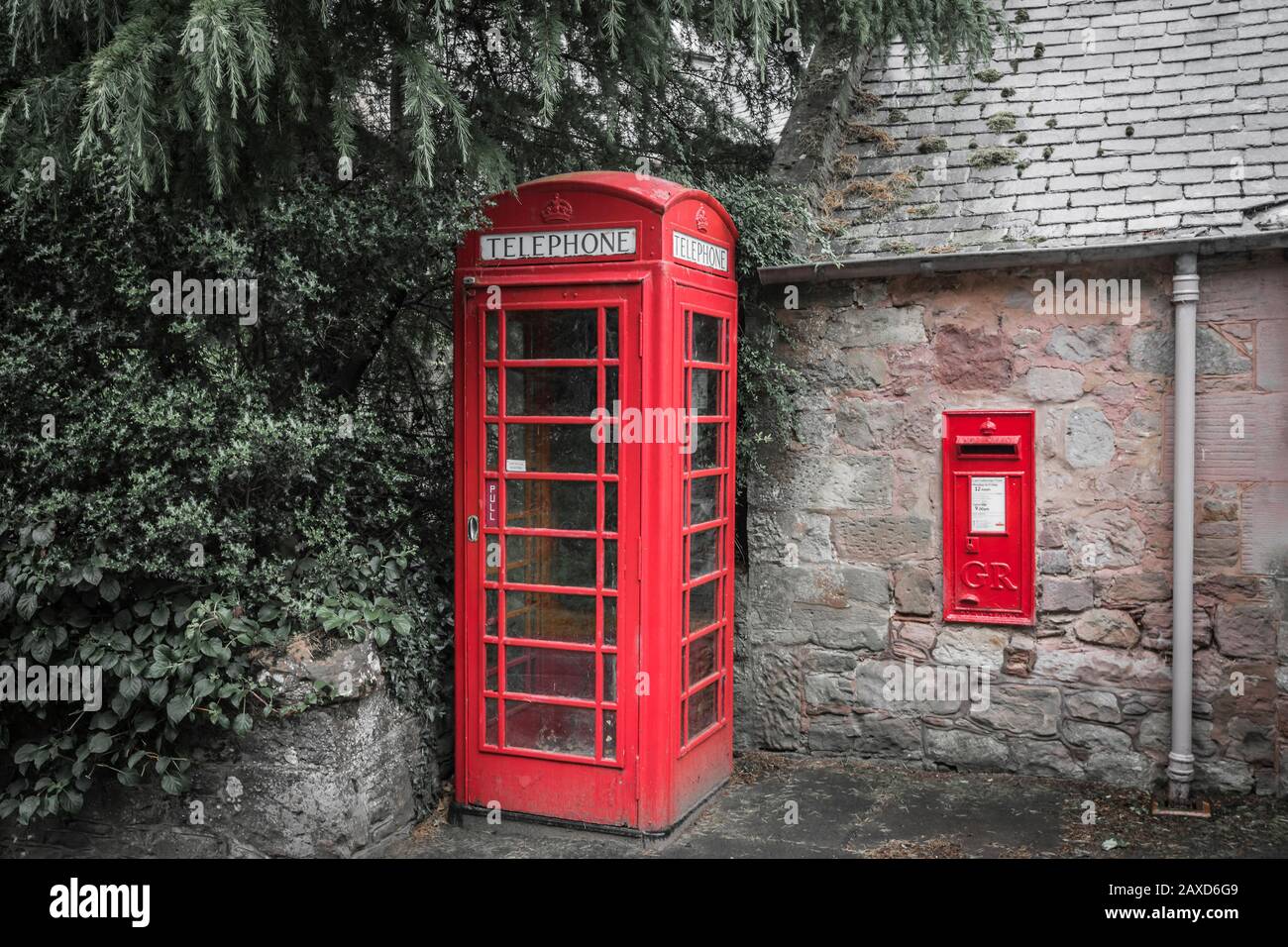 Red mailbox phone booth in hi-res stock photography and images - Alamy