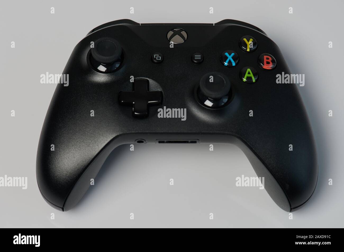 New-York , USA - February 11, 2020: Black xbox game pad isolated on ...