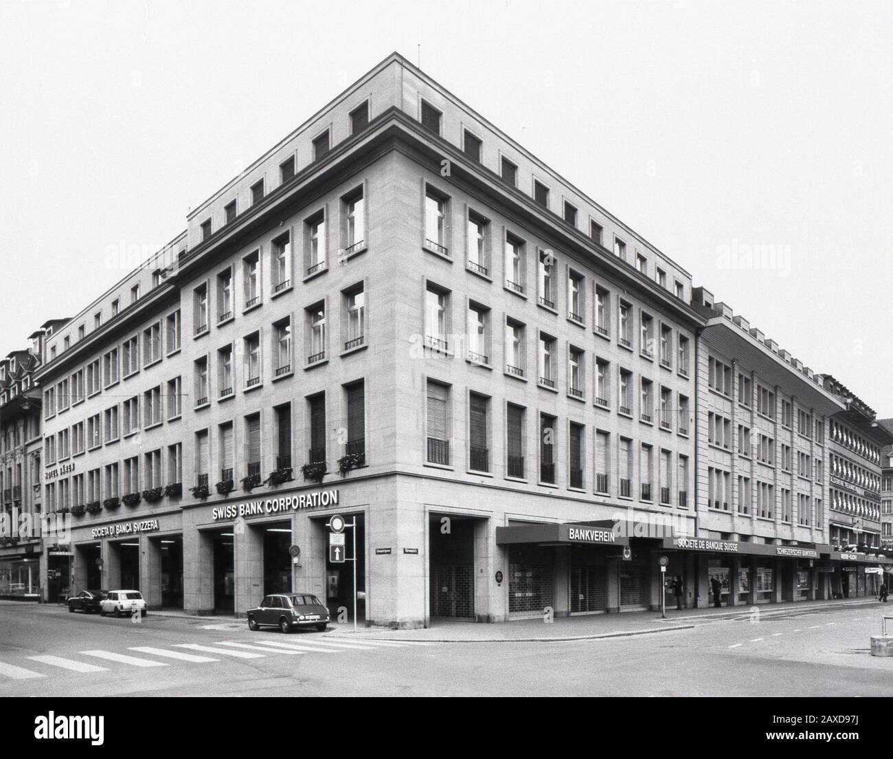 1970s, historical, exterior view of the modern offices of the Swiss ...