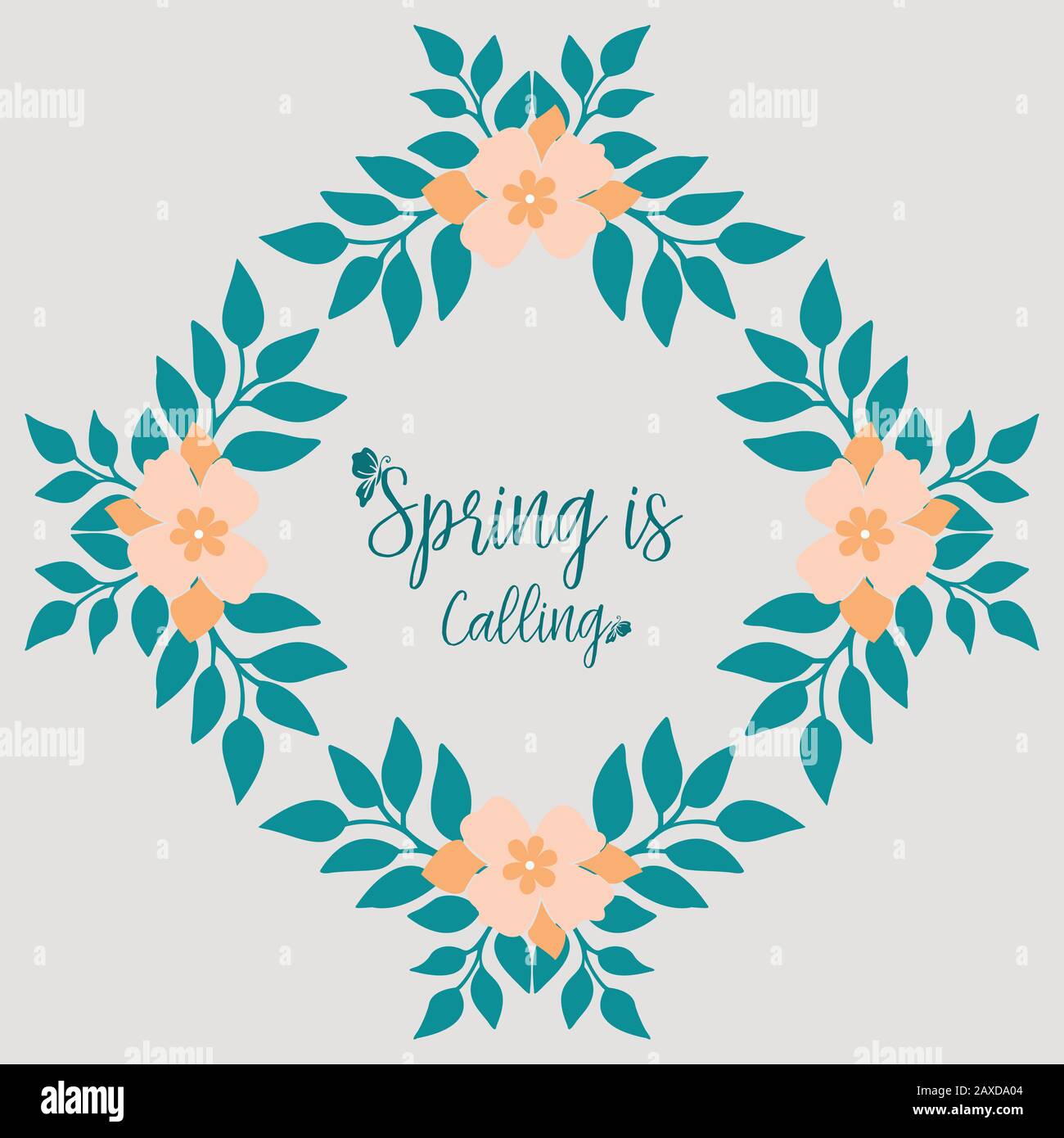 Beautiful of leaf and wreath frame, for spring calling greeting card ...