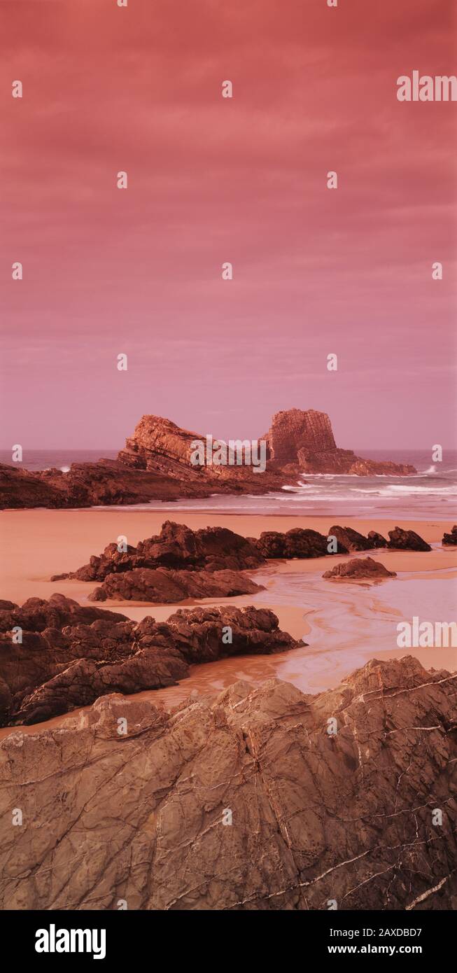 Portugal, Atlantic Coast, Cliff and rocks on the beach Stock Photo - Alamy