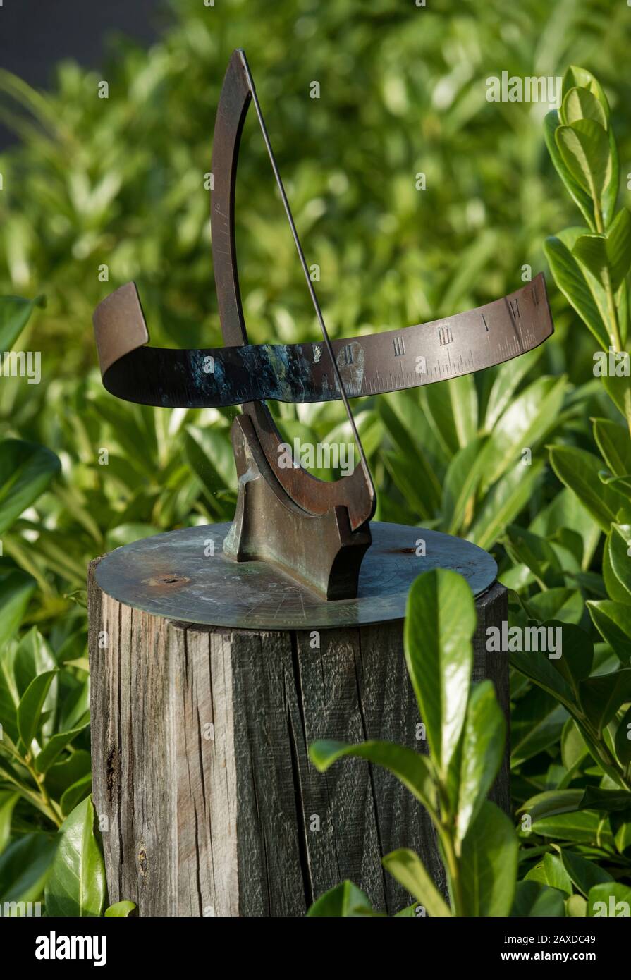 Equatorial dial has a gnomon aligned to the earth's polar North-South ...