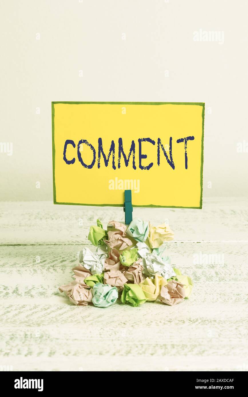 Writing note showing Comment. Business concept for Verbal Written ...