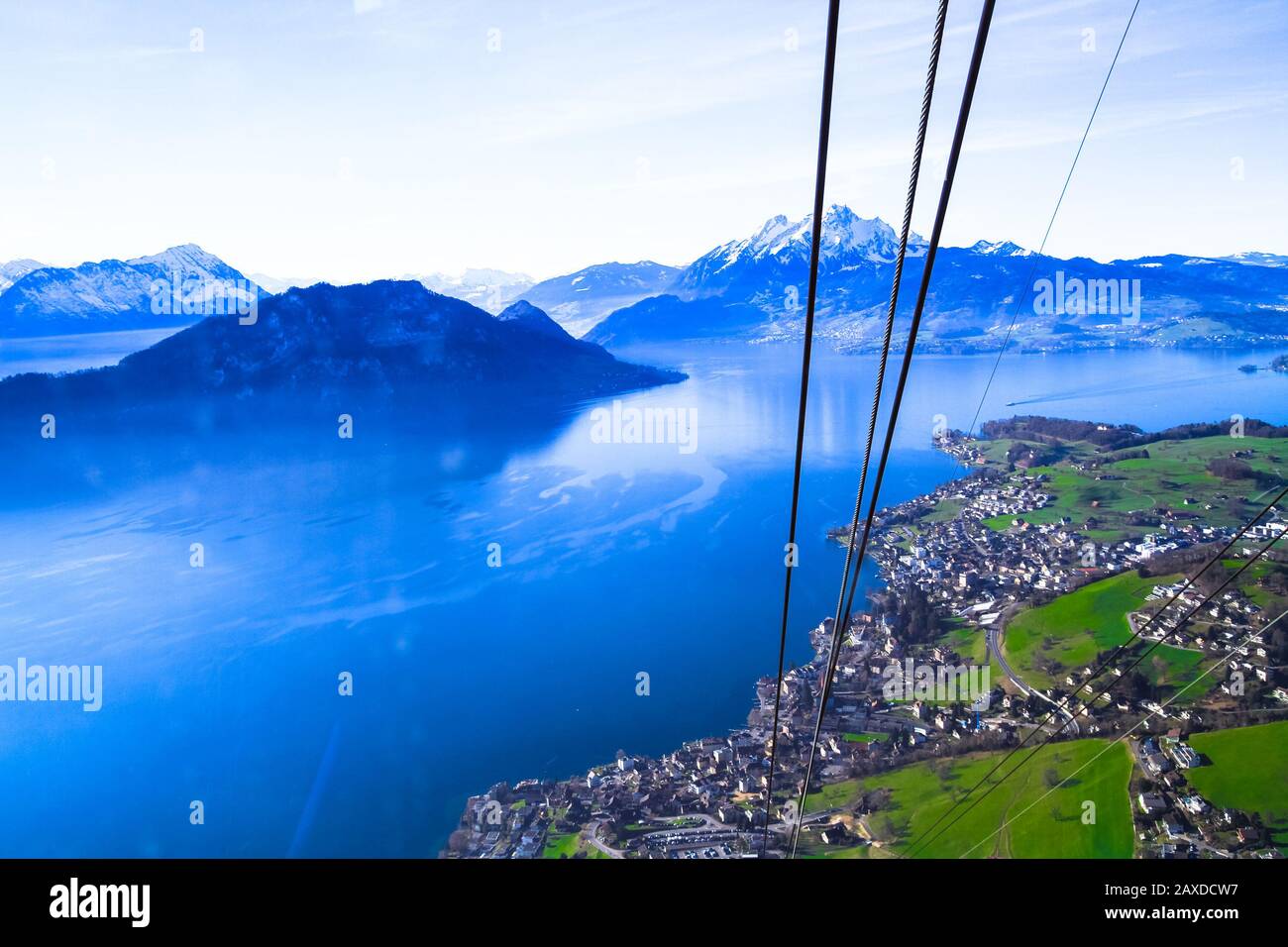 Panaramic skyline view of Weggis, Vierwaldstattersee, Lake Lucern ...