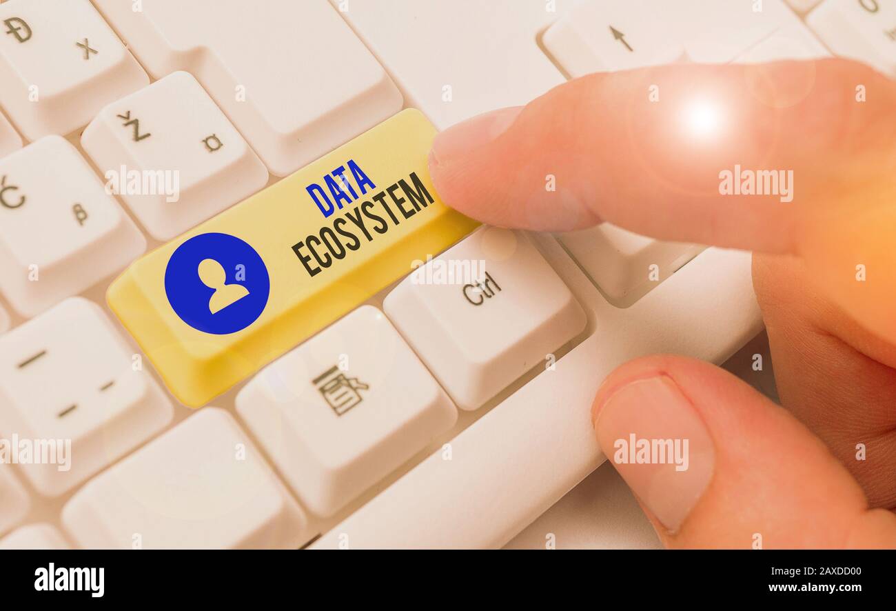 Writing Note Showing Data Ecosystem Business Concept For Collection Of Infrastructure Used To