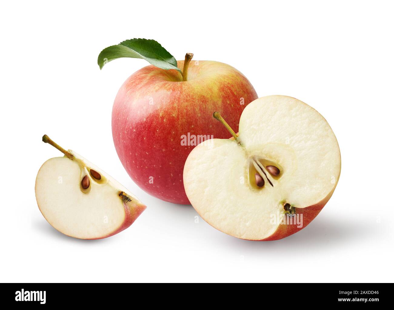 Apple with beautiful slices of apple isolated on white background Stock ...