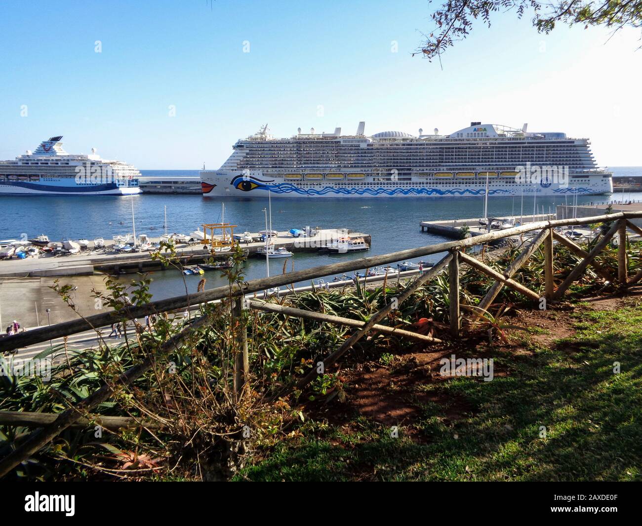 Cruise ship in Funchal marina, Madeira, Portugal, European Union Stock ...