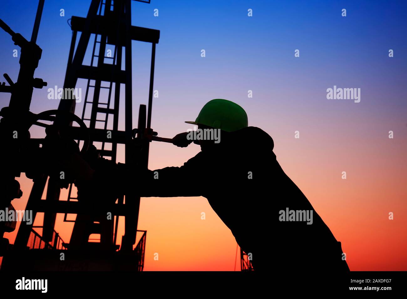 oil field, the oil workers are working Stock Photo - Alamy