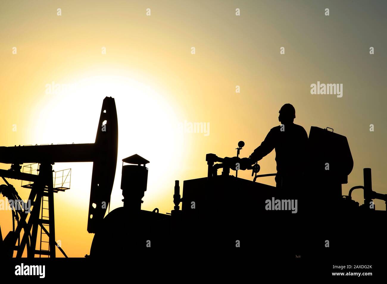 oil field, the oil workers are working Stock Photo - Alamy