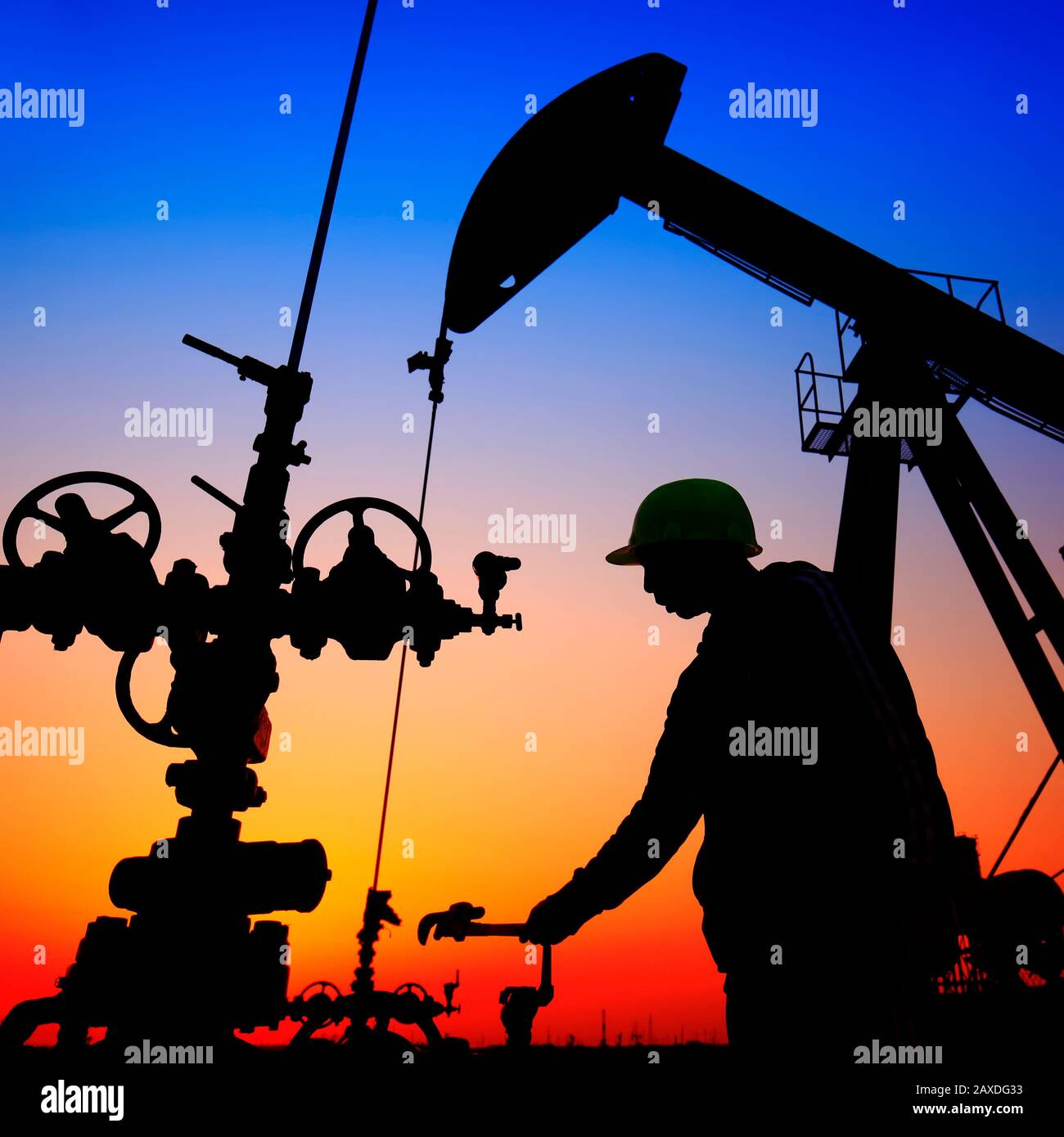 oil field, the oil workers are working Stock Photo - Alamy