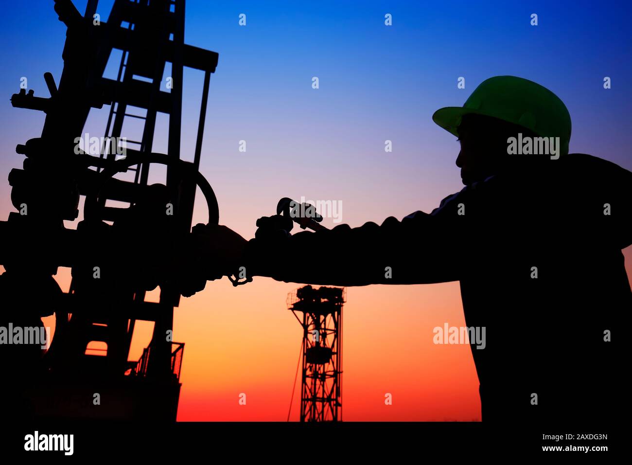 oil field, the oil workers are working Stock Photo - Alamy