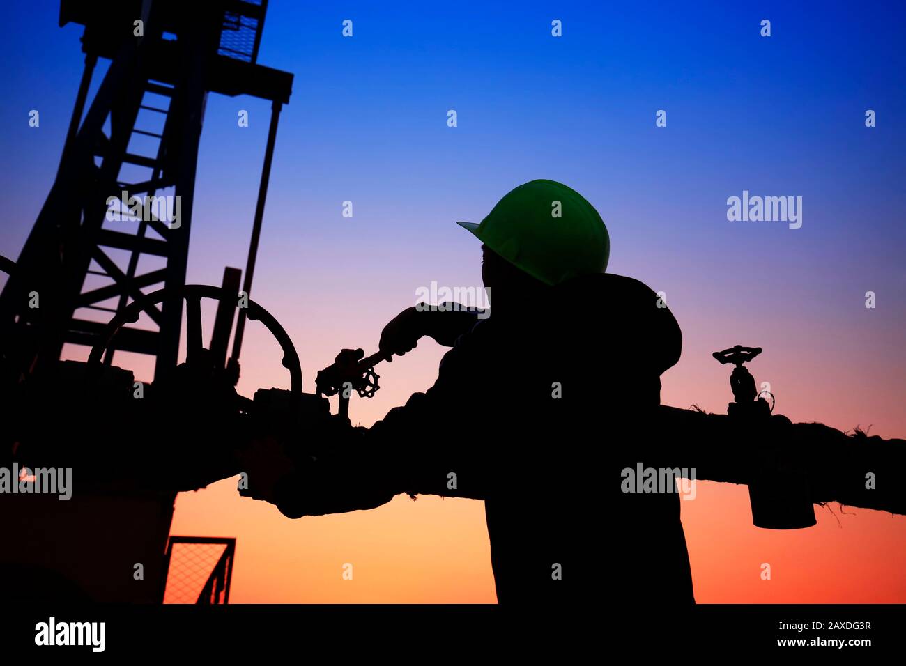 oil field, the oil workers are working Stock Photo - Alamy