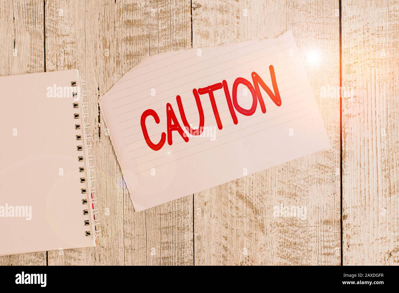 Conceptual hand writing showing Caution. Concept meaning Care taken to ...