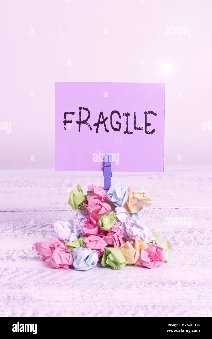 Word writing text Fragile. Business photo showcasing Breakable Handle ...