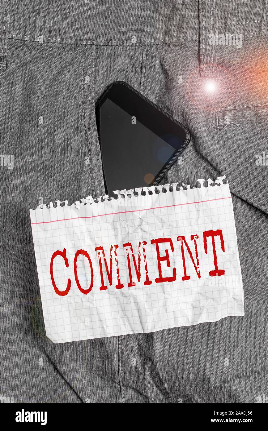 Word writing text Comment. Business photo showcasing Verbal Written ...