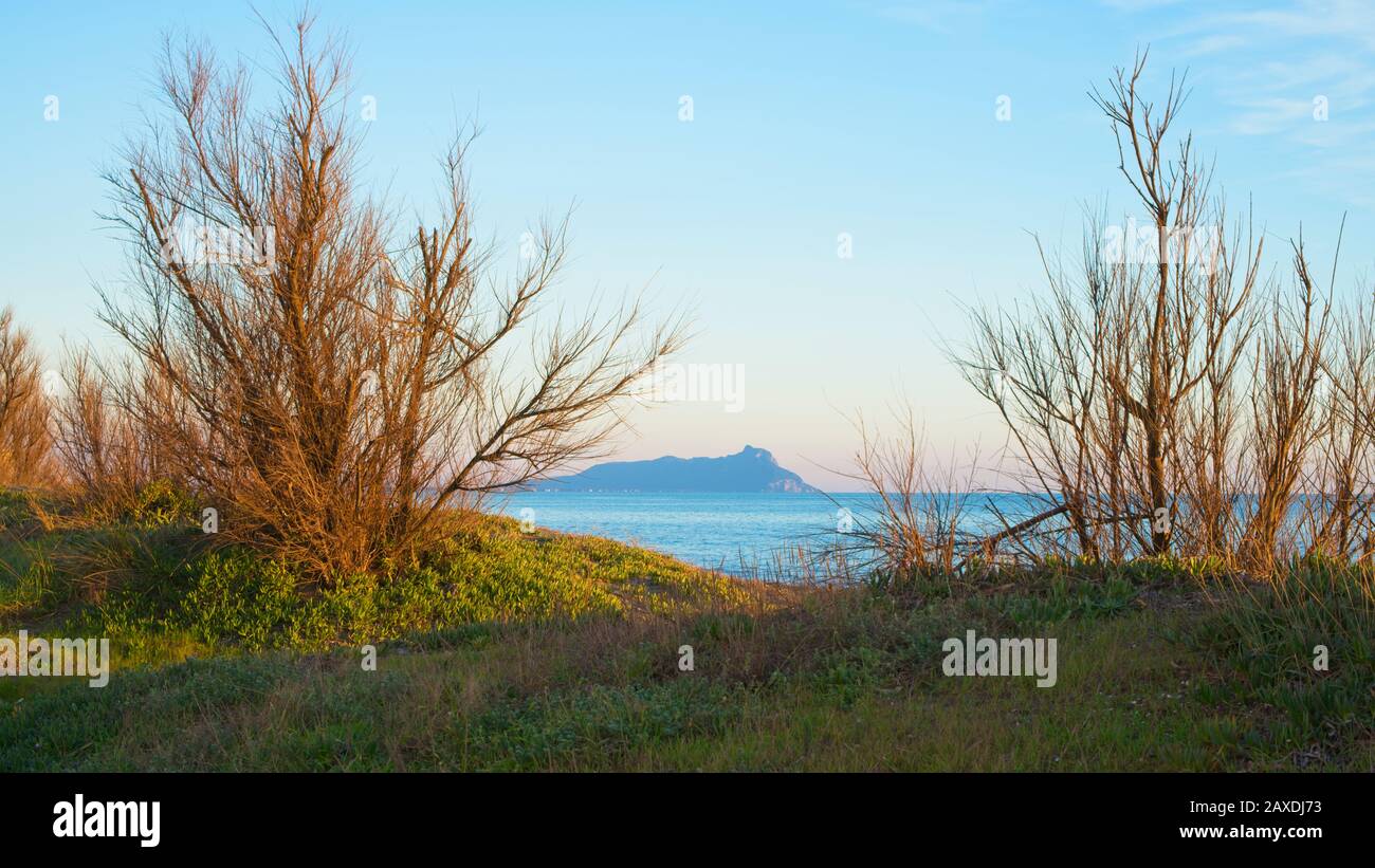 Winter view of Mount Circeo from Marina di Latina, Circeo National Park ...