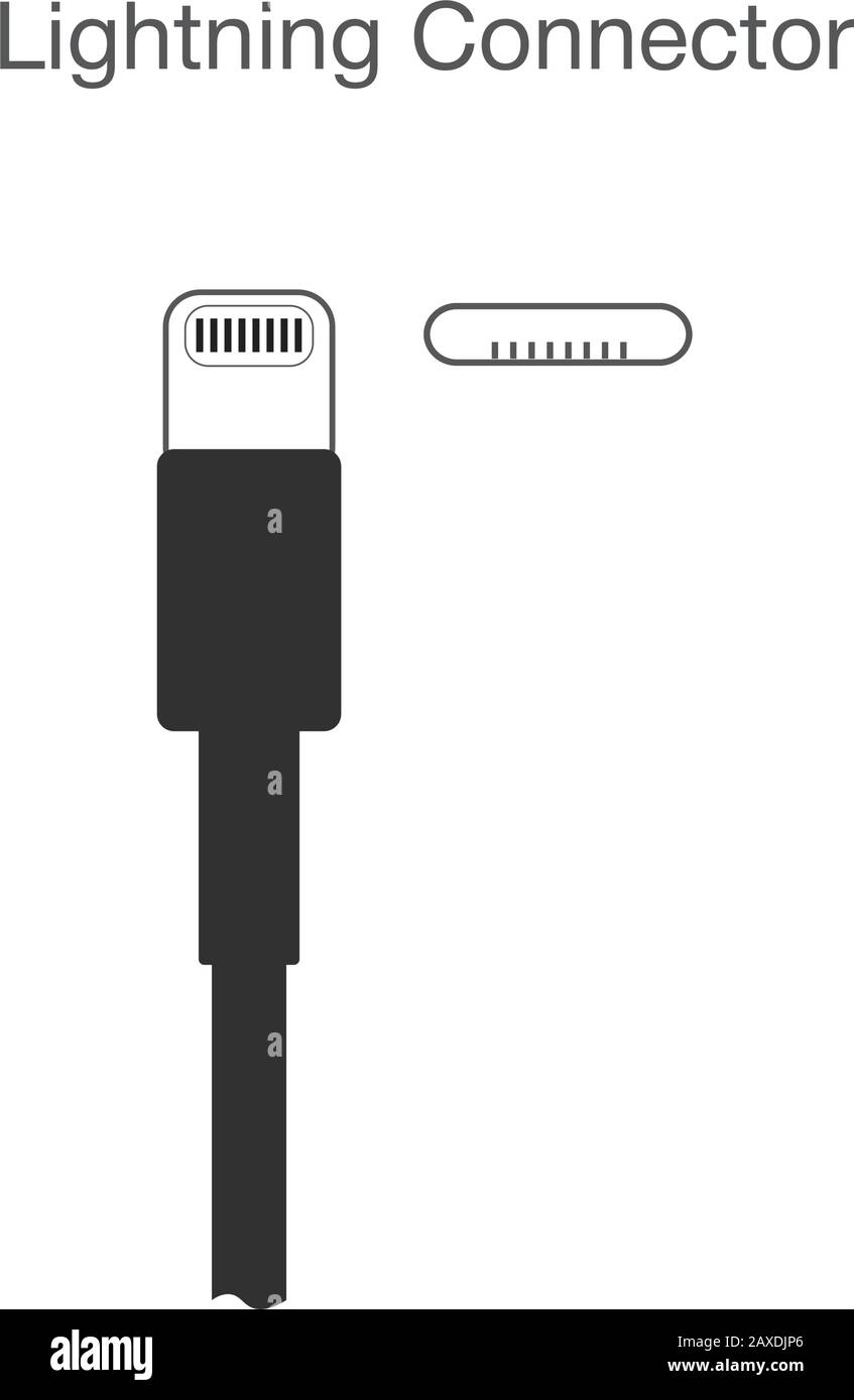 Lightning male female connector flat vector icon for apps and websites ...
