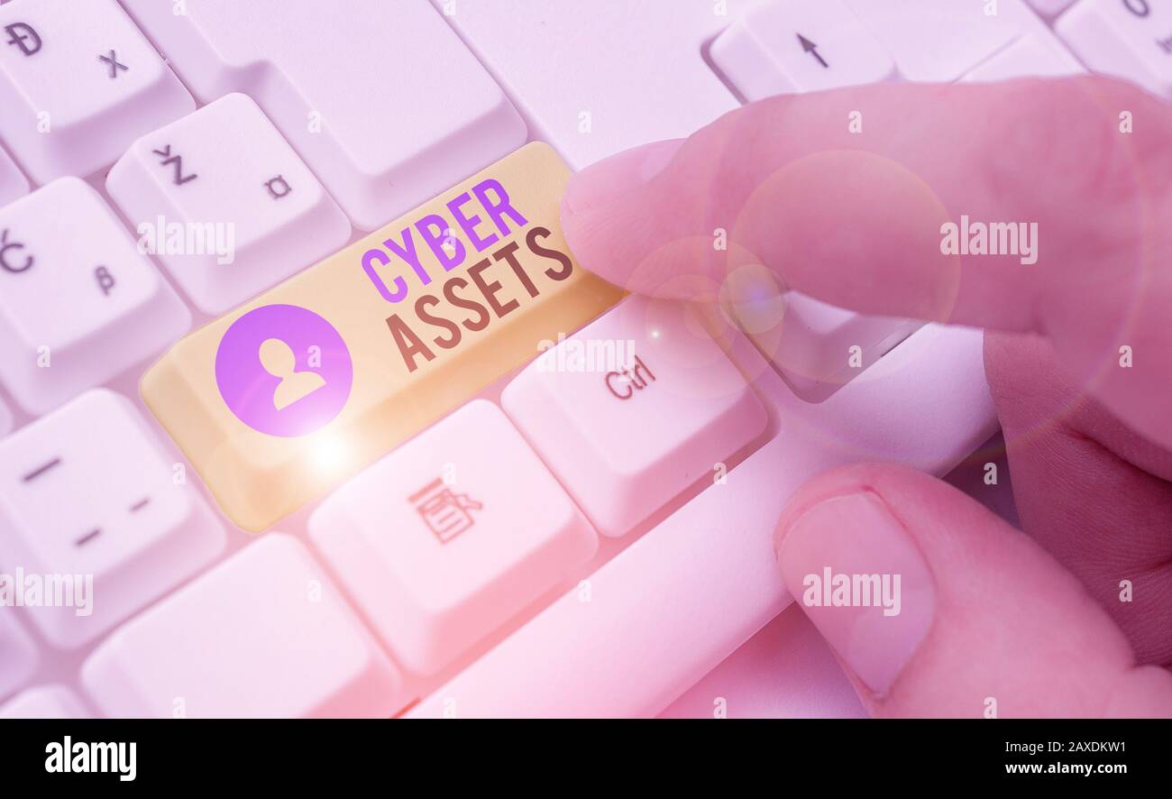Writing note showing cyber Assets. Business concept for programmable ...