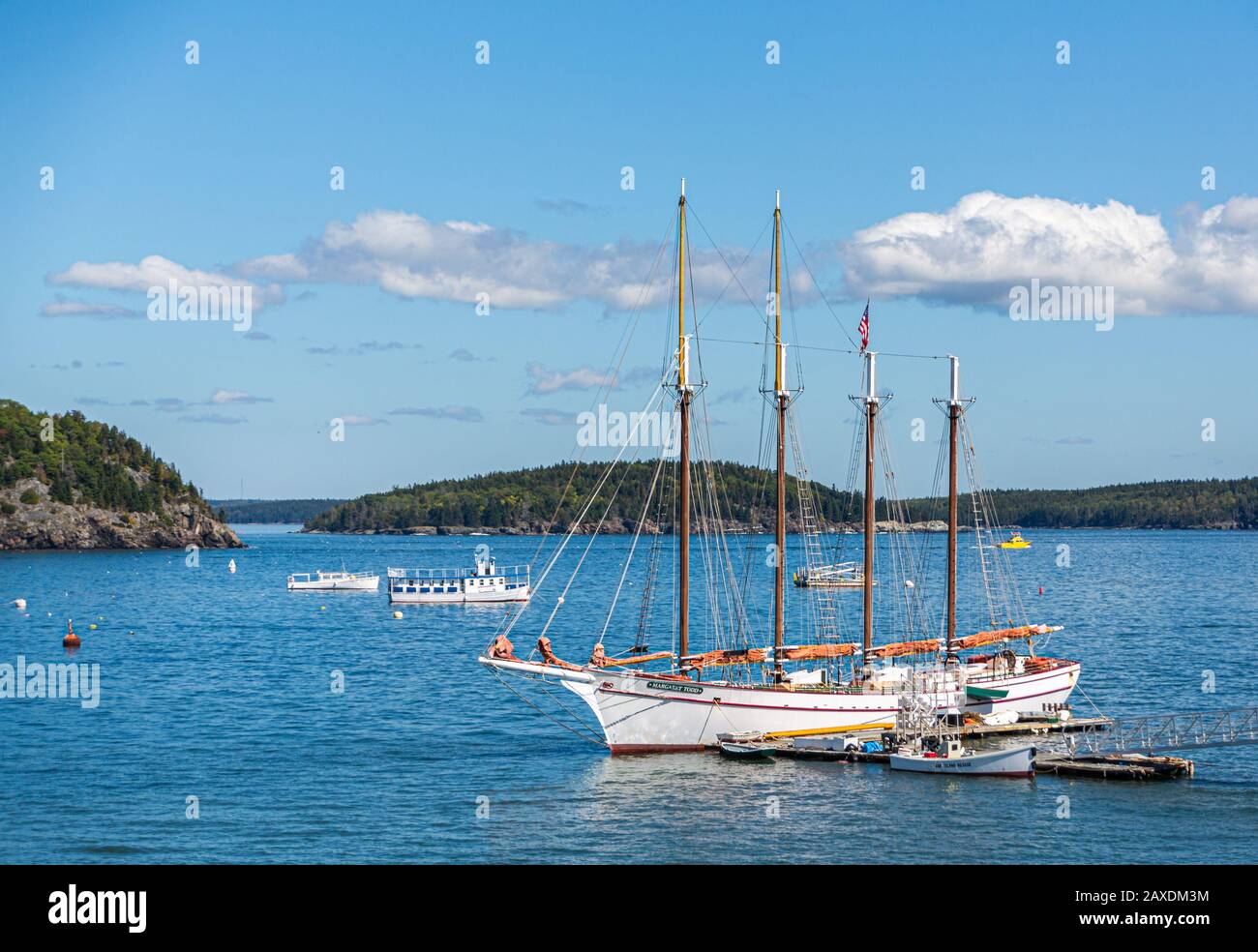 Four Masted Schooner in Bar Harbor Stock Photo - Alamy