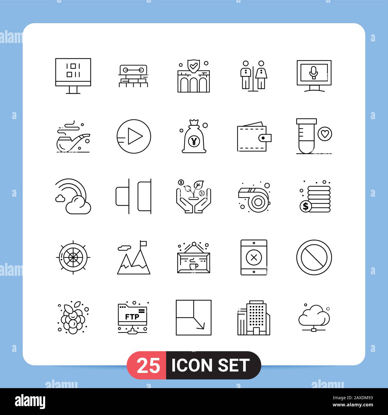 25 Line Black Icon Pack Outline Symbols for Mobile Apps isolated on ...
