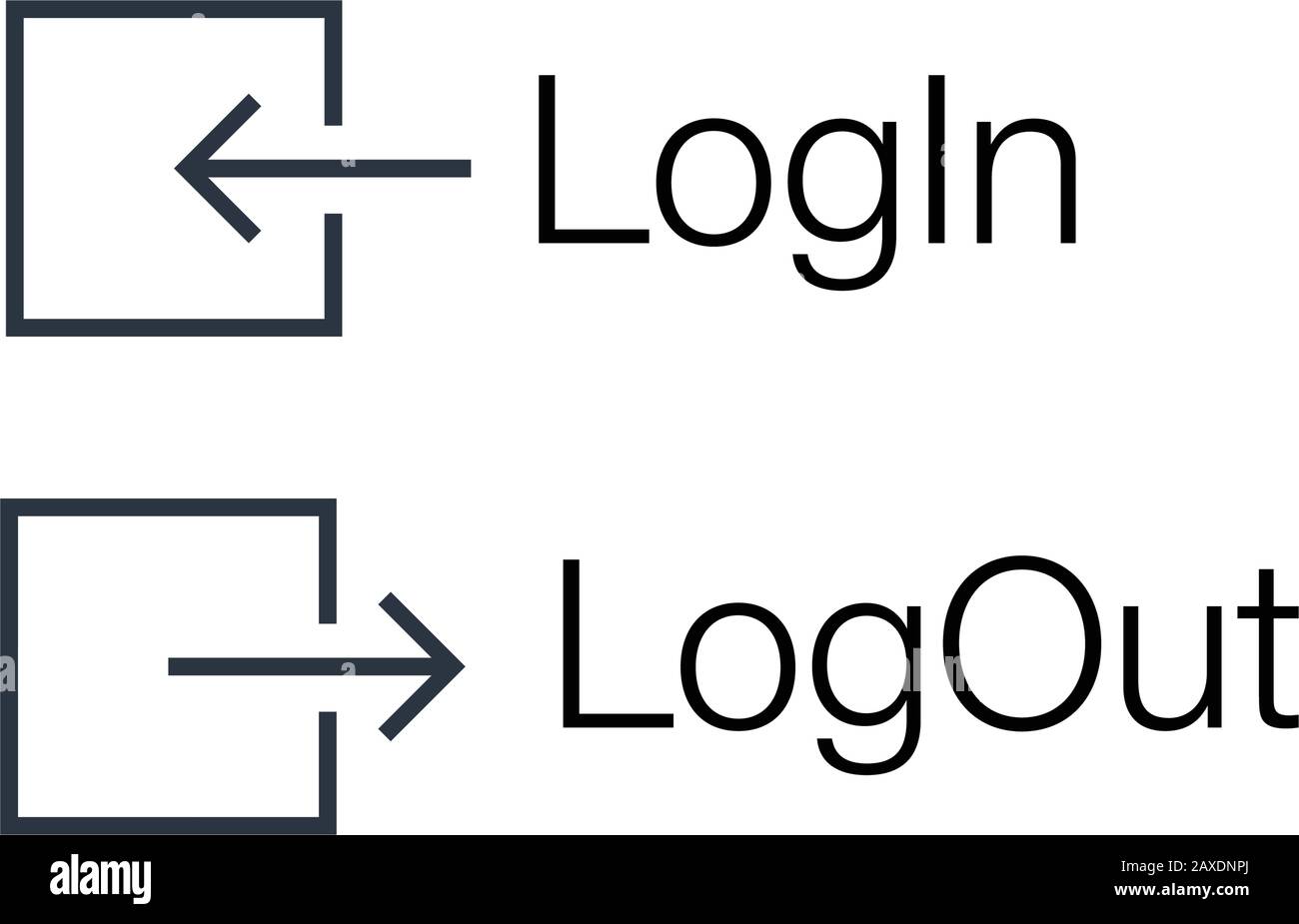 Log in and log out icons set. Can be used for apps, web software ...