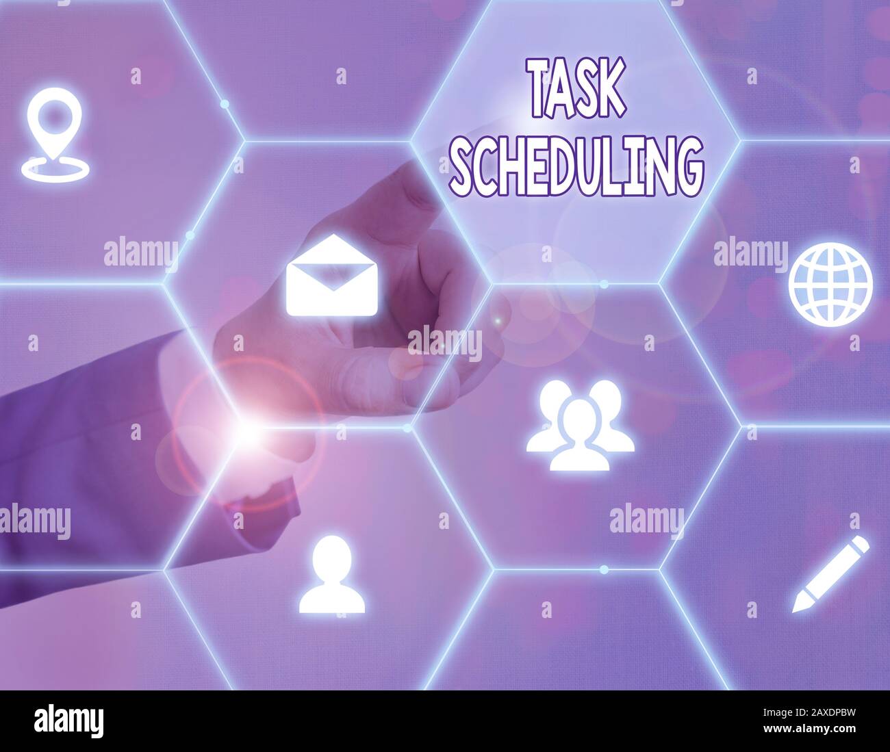 Word writing text Task Scheduling. Business photo showcasing The assignment of start and end ...
