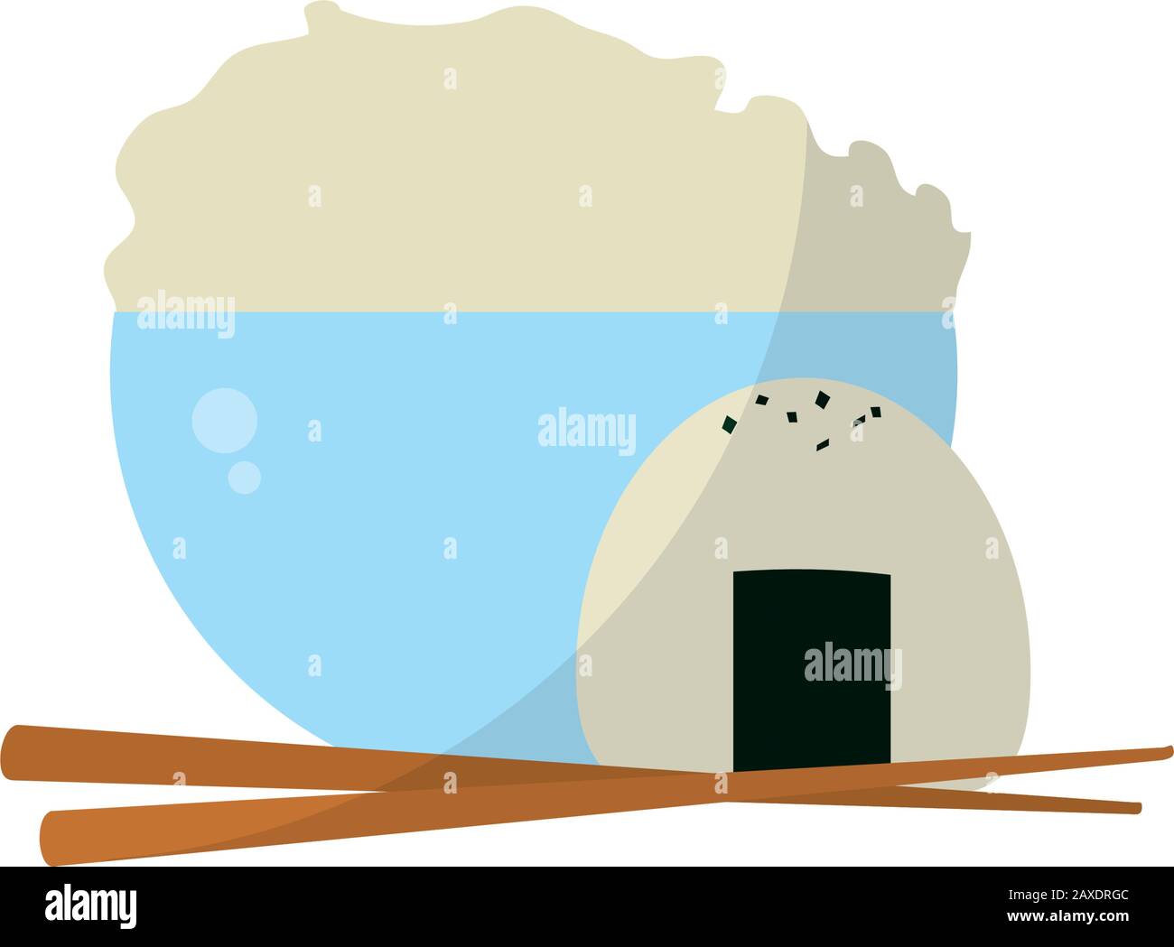 Chinese rice inside bowl flat style icon design, Eat fast food ...