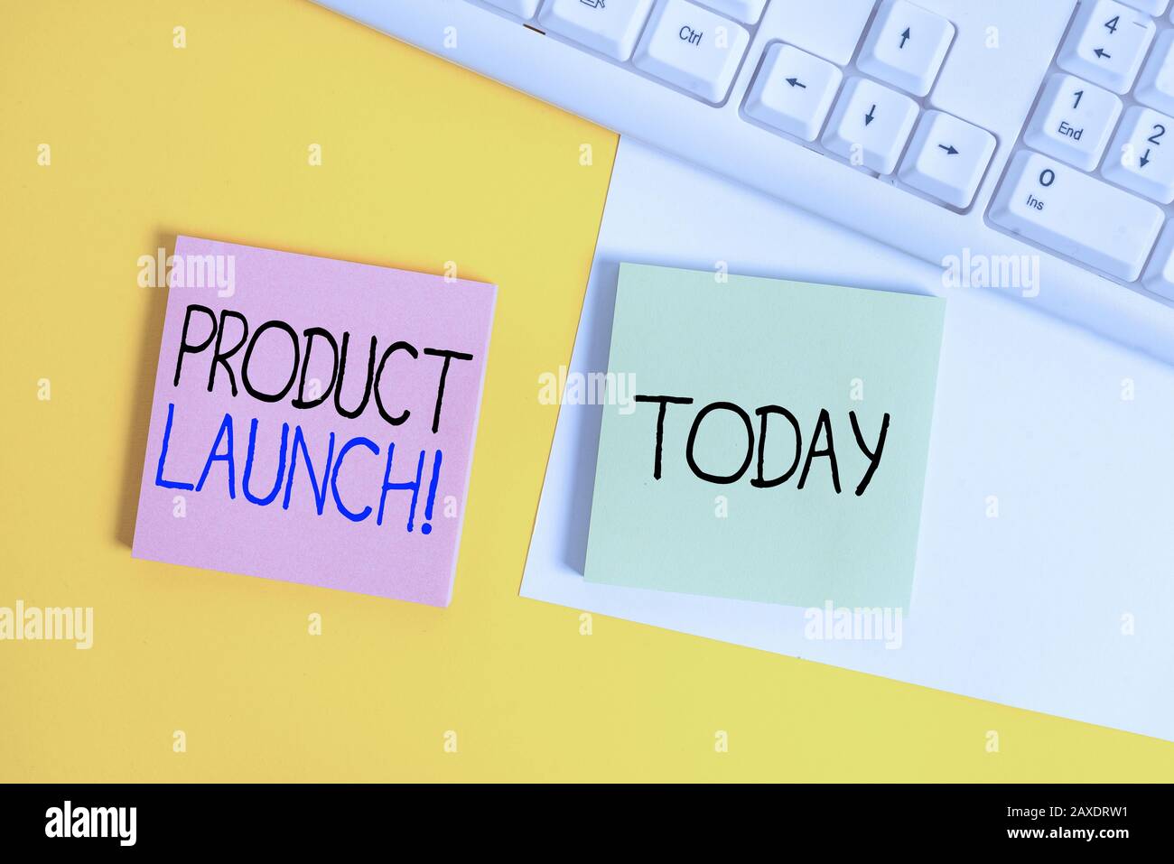 Handwriting text writing Product Launch. Conceptual photo process to ...