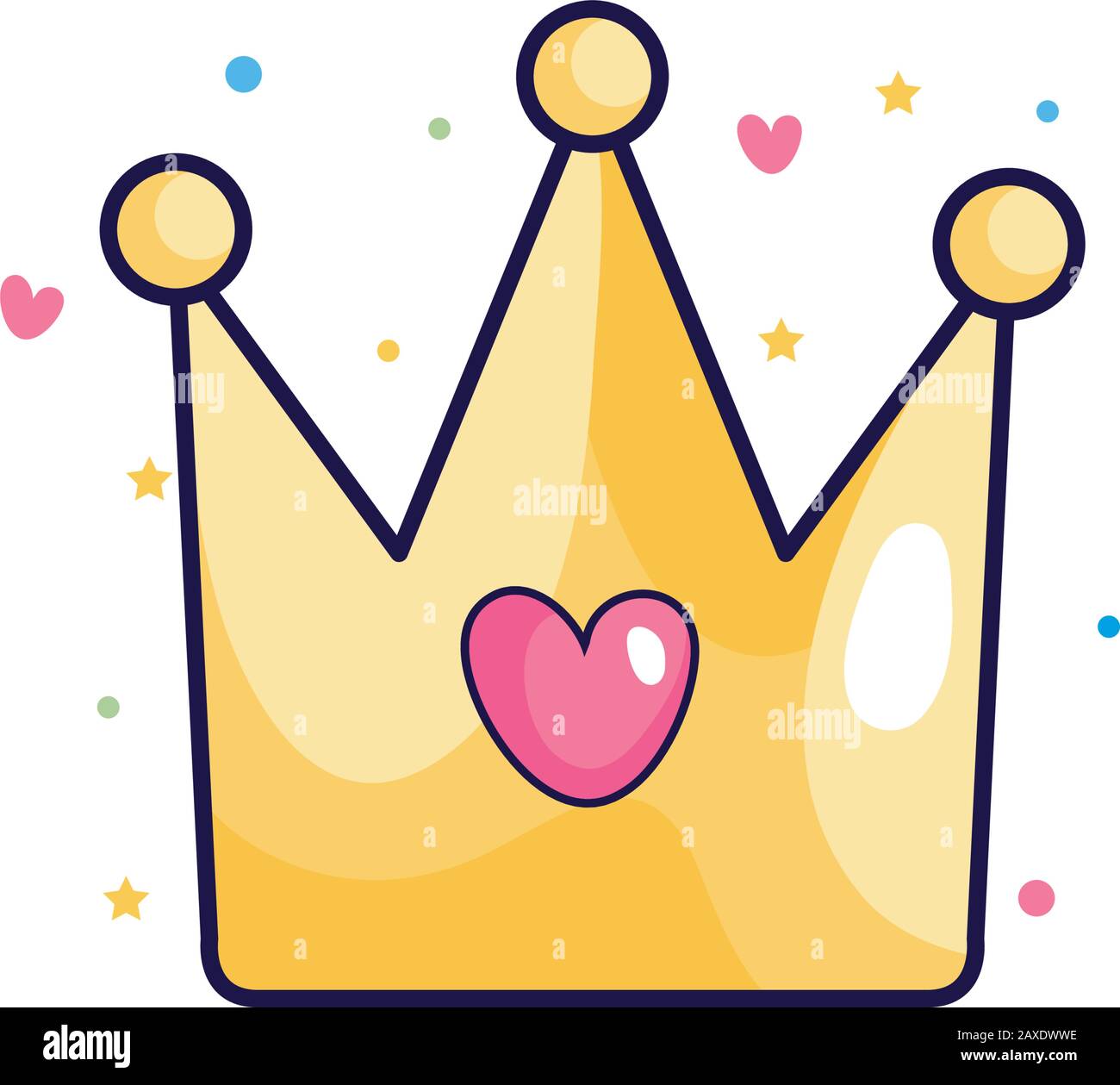 cute crown with heart icon Stock Vector Image & Art - Alamy