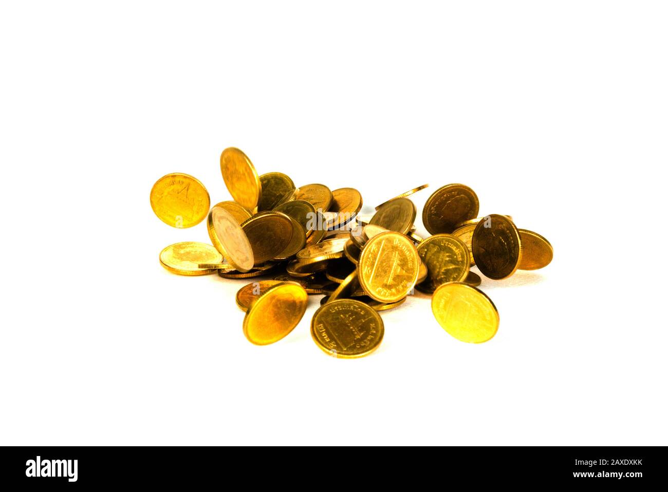 Movement of falling gold coin, flying coin, rain money isolated on ...