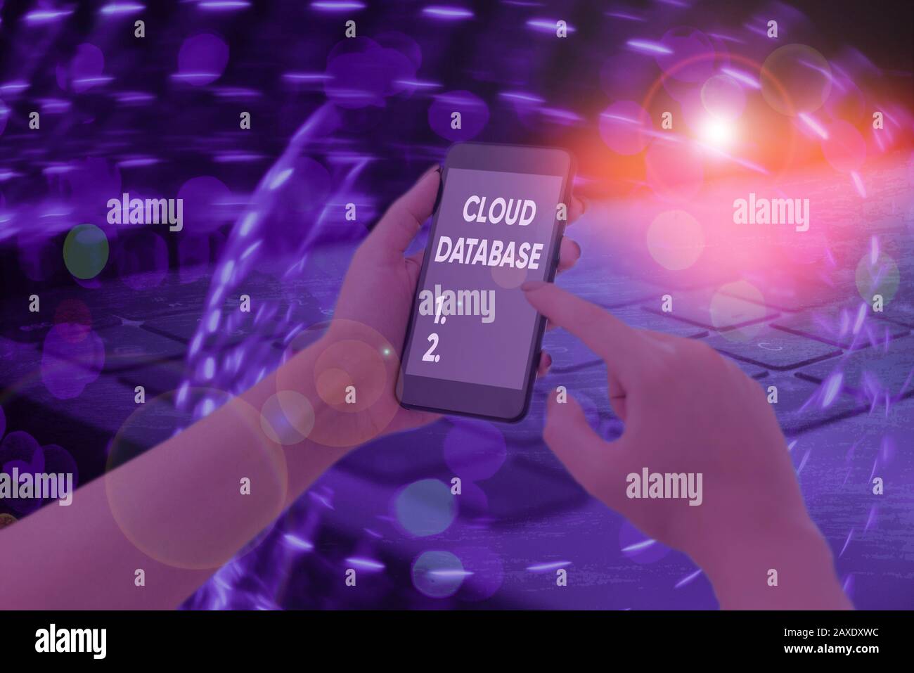 Writing note showing Cloud Database. Business concept for optimized or built for a virtualized ...