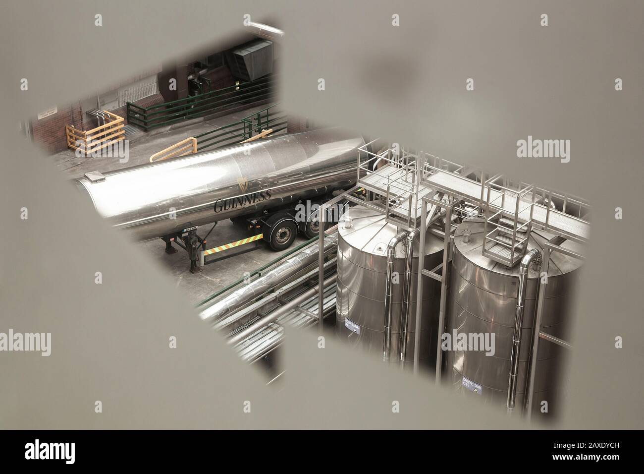 Guinness tanker truck and holding tanks Stock Photo - Alamy