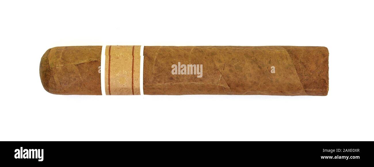 hand rolled cigar isolated on white Stock Photo - Alamy